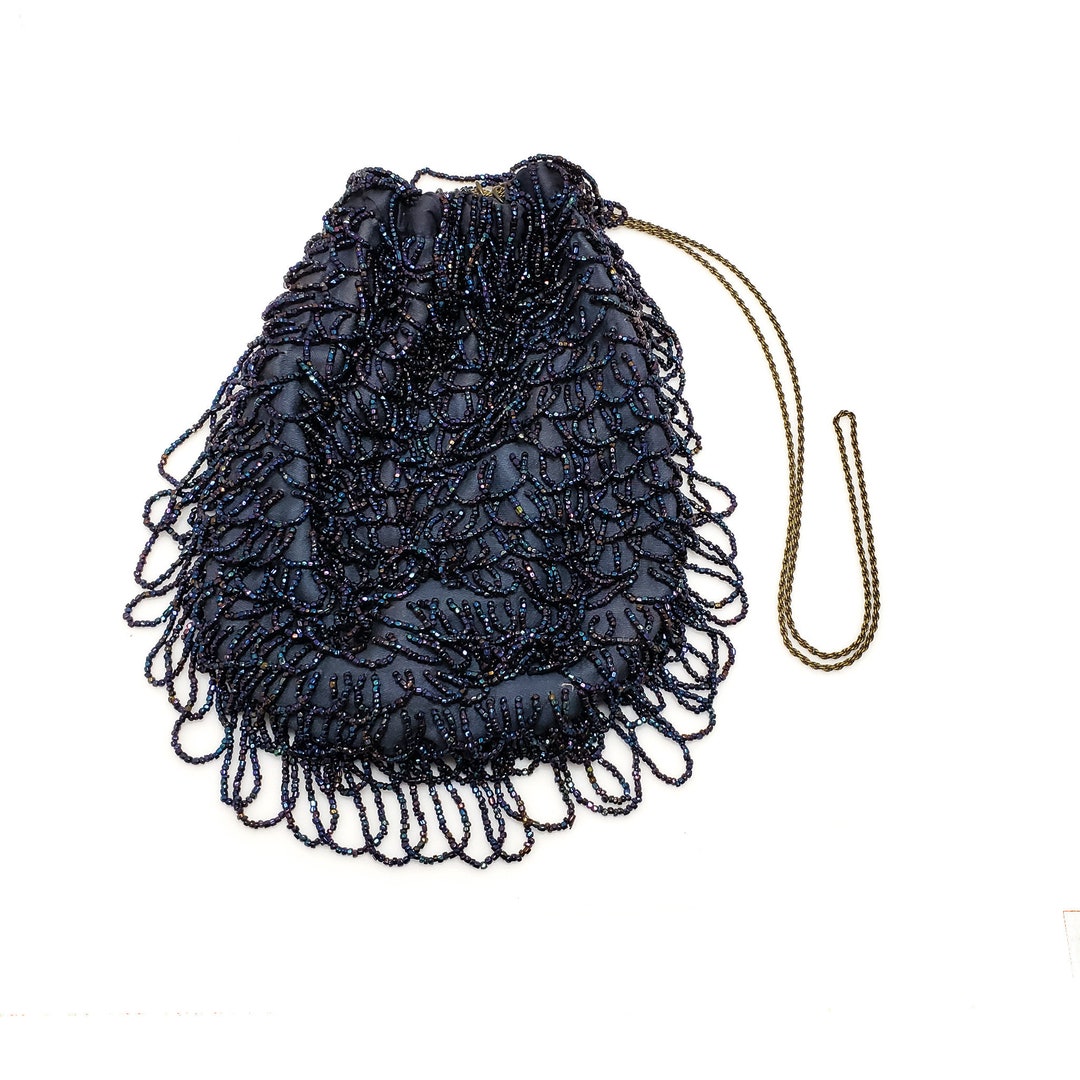 Antique 1890s Victorian Dark Blue Purse - Late Victorian Monochromatic ...