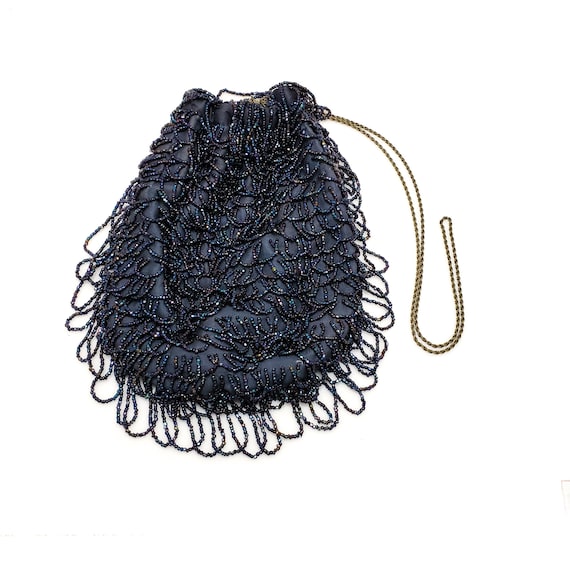 Antique 1890s Victorian Dark Blue Purse - Late Victor… - Gem