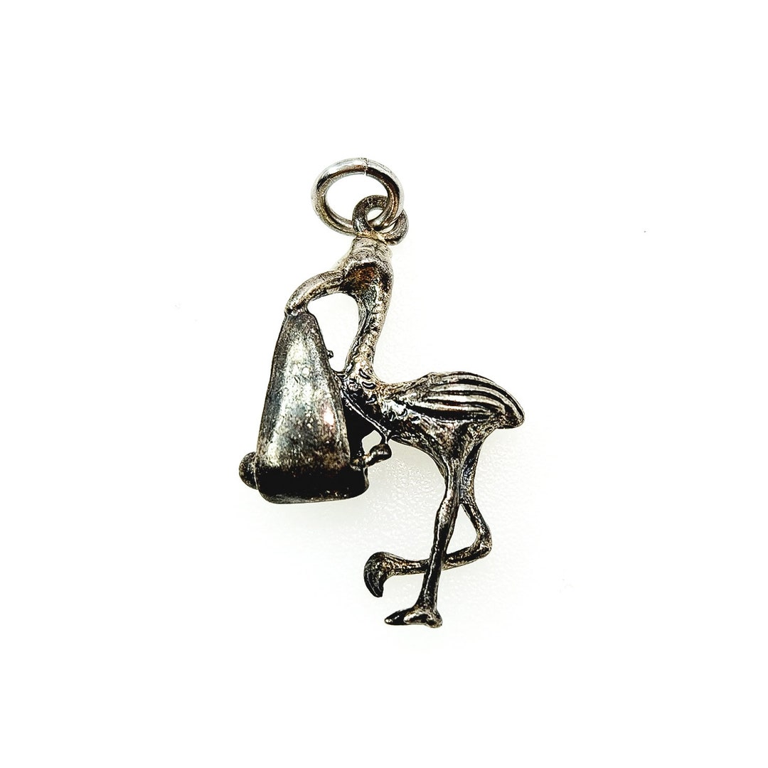 Vintage 1960s Sterling Silver Stork and Baby Bundle Charm - 60s Silver ...
