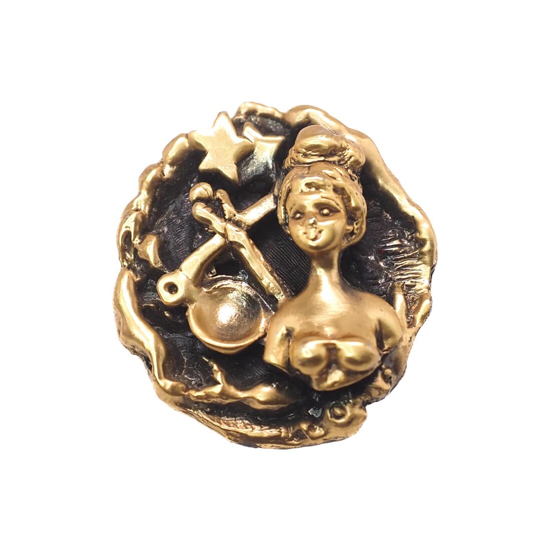 Vintage Tortolani Libra Brooch: 1960s Gilt Zodiac Pin - Etsy