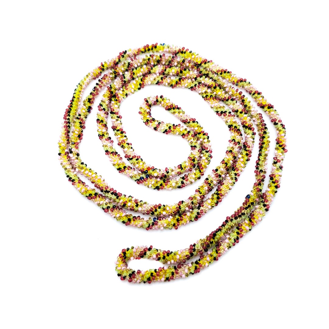 Vintage 1920s Art Deco Rope Bead Necklace Deco Colorful Glass Seed ...