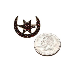 Antique 1910s Rose Cut Bohemian Garnet Star and Crescent Moon Cluster ...