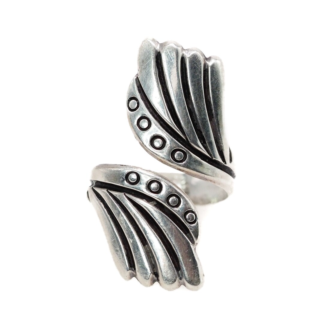Vintage 1960s TAXCO Sterling Bypass Ring 60s Silver Large Statement ...