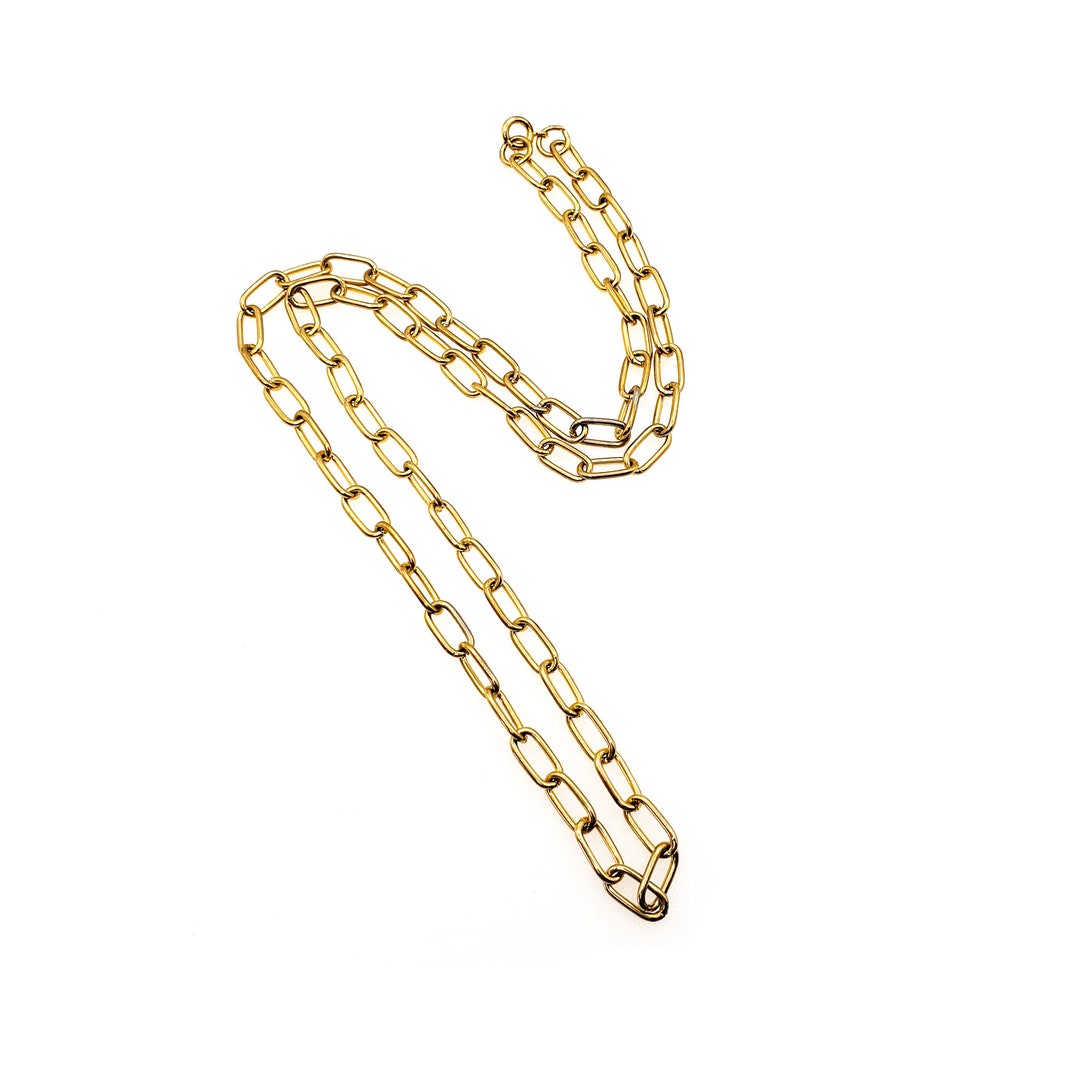 Vintage Gold Tone Chain - 1940s Gold Tone Cable Link Chain - Retro 40s ...