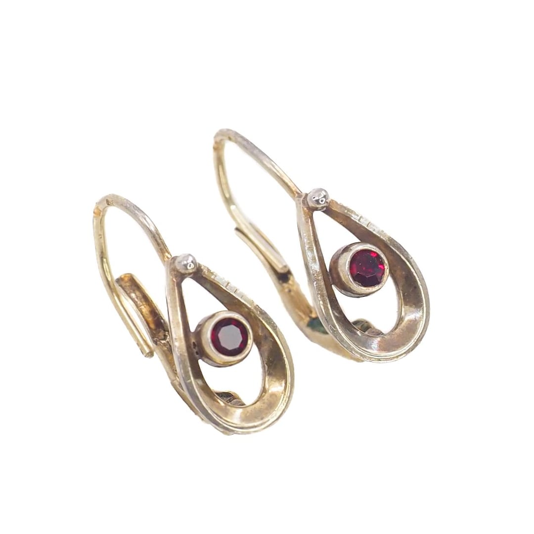 Vintage 1980s Bohemian Garnet and 900 Silver Gold Wash Pierced Small ...