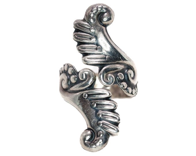 Vintage 1970s TAXCO Mexico Sterling Silver Wing Bypass Adjustable Ring ...