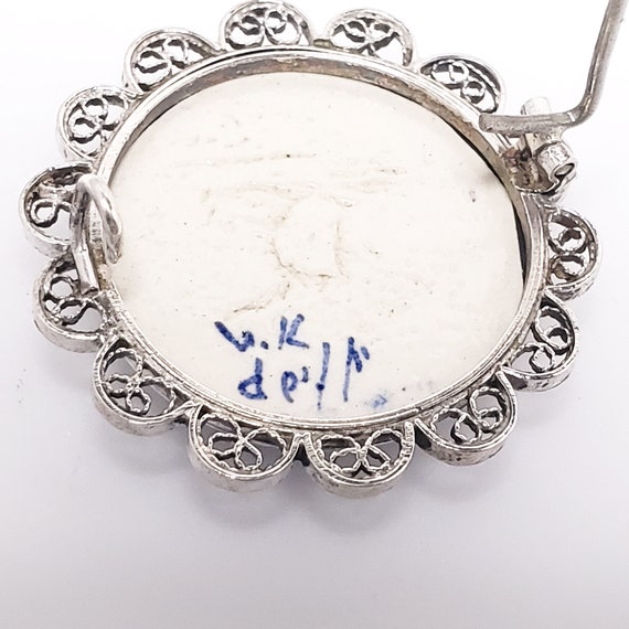 Antique 1900s Delft Blue Brooch - Edwardian Delft Blu… - Gem