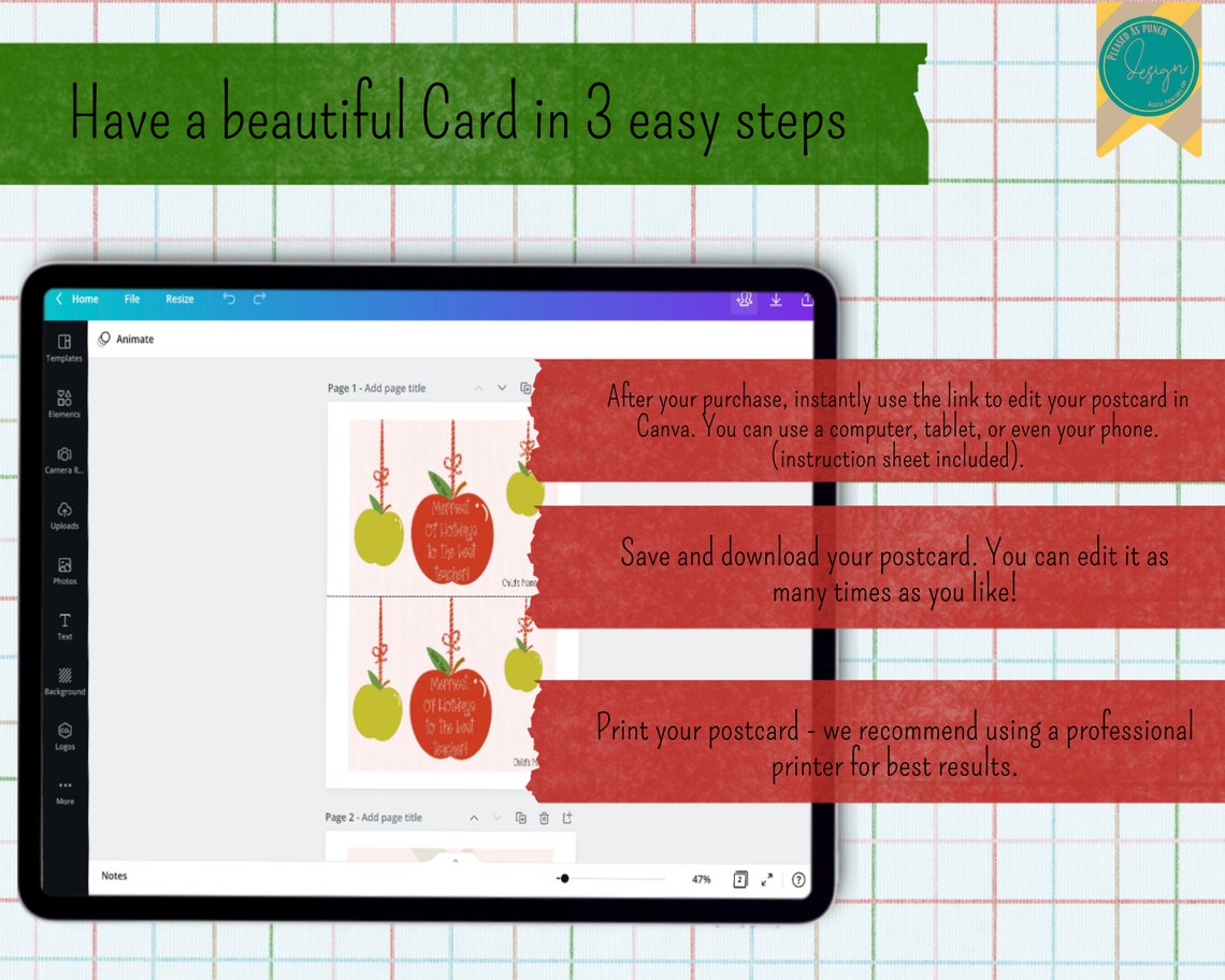Printable Teacher Holiday Card Apple Ornament Card - Etsy