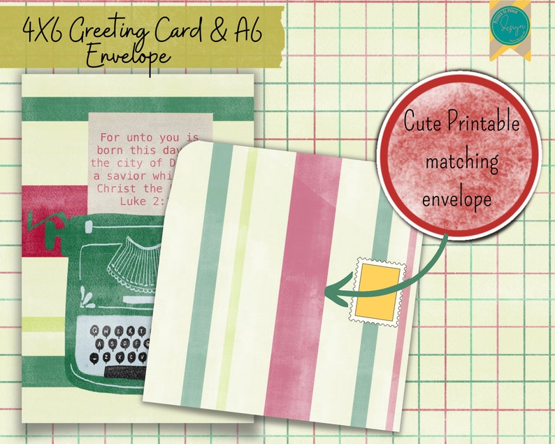 Printable 4X6 Christmas Greeting Card and Matching Envelope - Etsy
