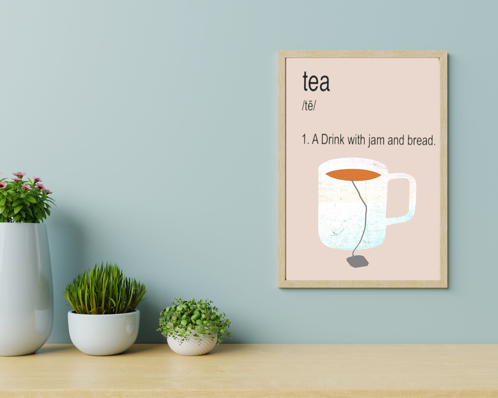 Cute Tea Wall Art, Tea a Drink With Jam and Bread, Holiday Gifts for ...