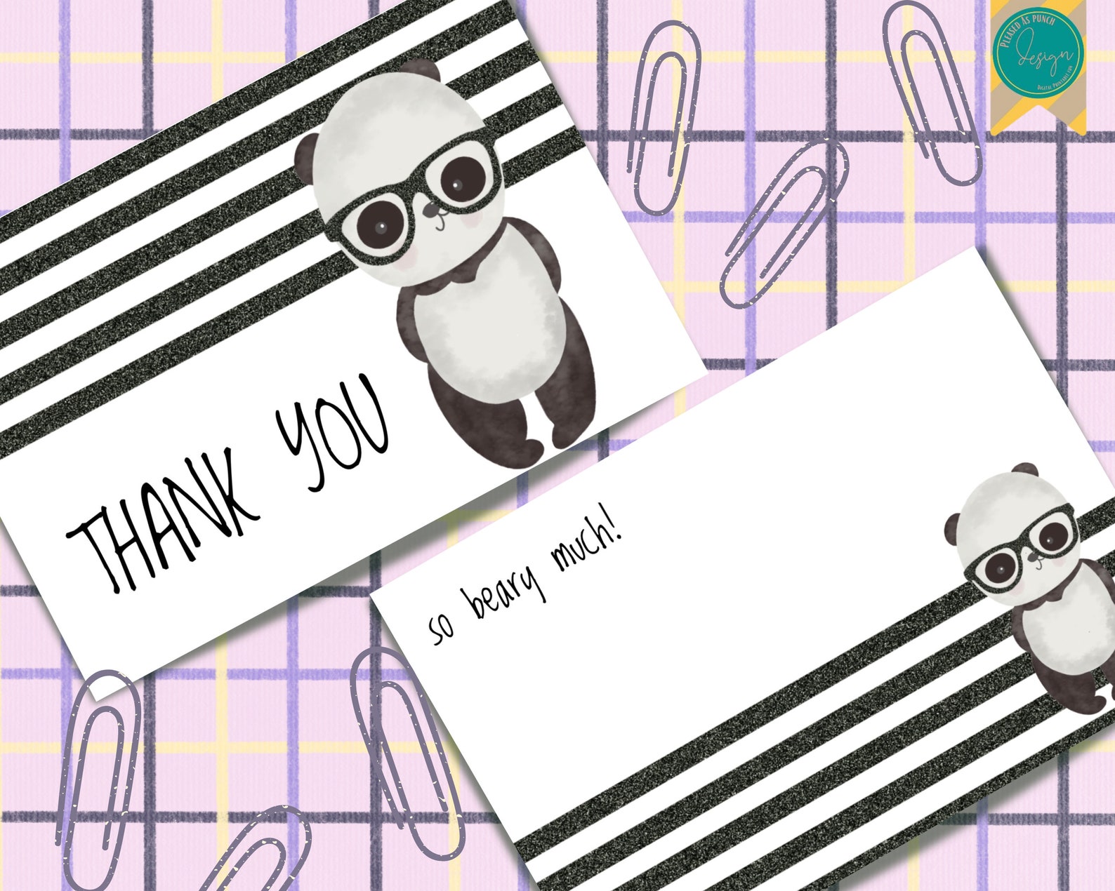 Cute Panda Printable Thank You Card , 4X6 Thank You Card, Instant ...