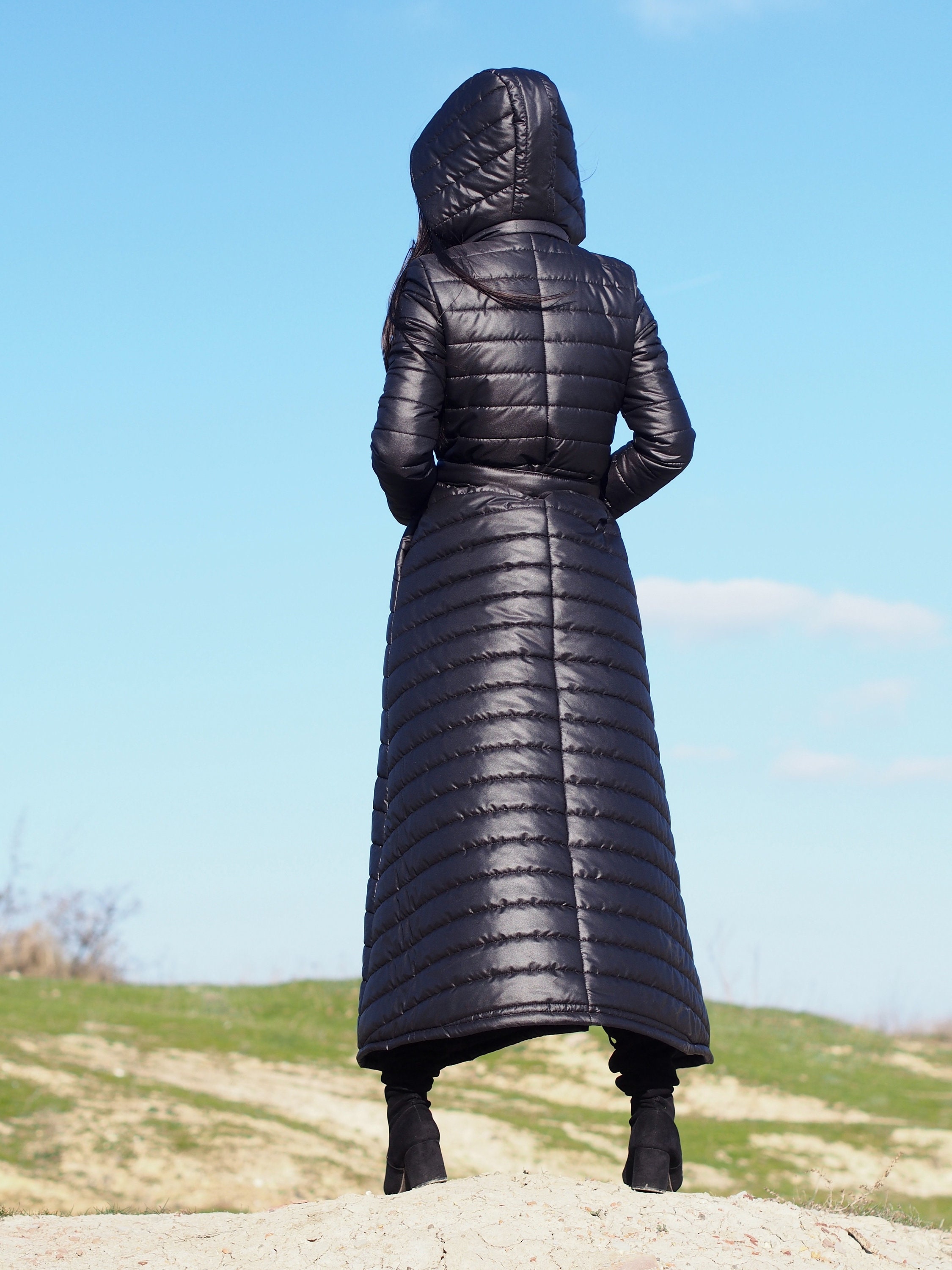 Black Long Coat Women,winter Coat ,women Winter Coat,long Quilted Coat ...