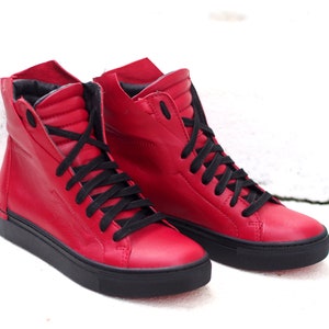 Red Genuine Leather Sneakers,women Genuine Leather Sneakers,extrvagant ...