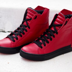 Red Genuine Leather Sneakers,women Genuine Leather Sneakers,extrvagant ...