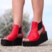 Red Women's Genuine Leather Summer Boots,leather Open Toe Booties,women ...