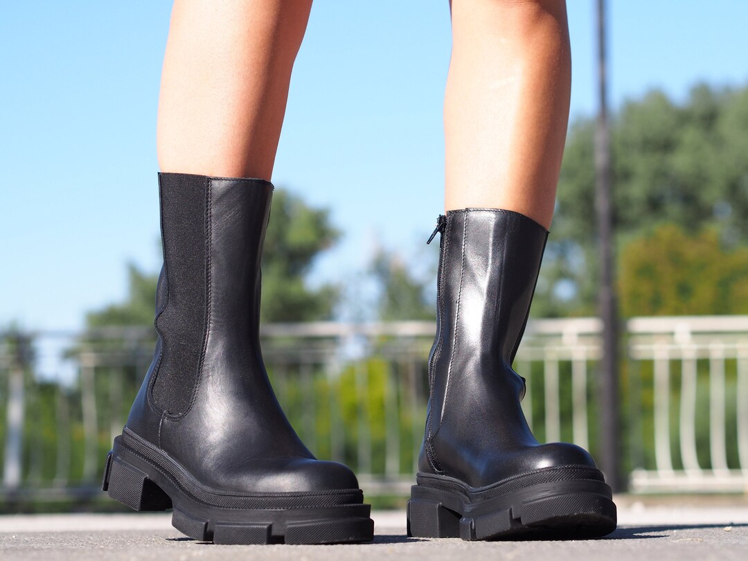 Womens Genuine Leather Boots,black Leather Boots,leather Boots Women ...