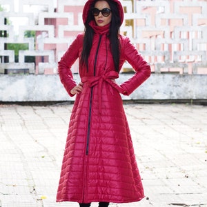 Red Long Coat Women,winter Coat ,women Winter Coat,long Quilted Coat ...