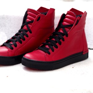 Red Genuine Leather Sneakers,women Genuine Leather Sneakers,extrvagant ...