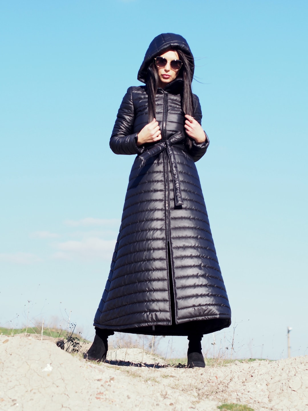 Black Long Coat Women,winter Coat ,women Winter Coat,long Quilted Coat ...