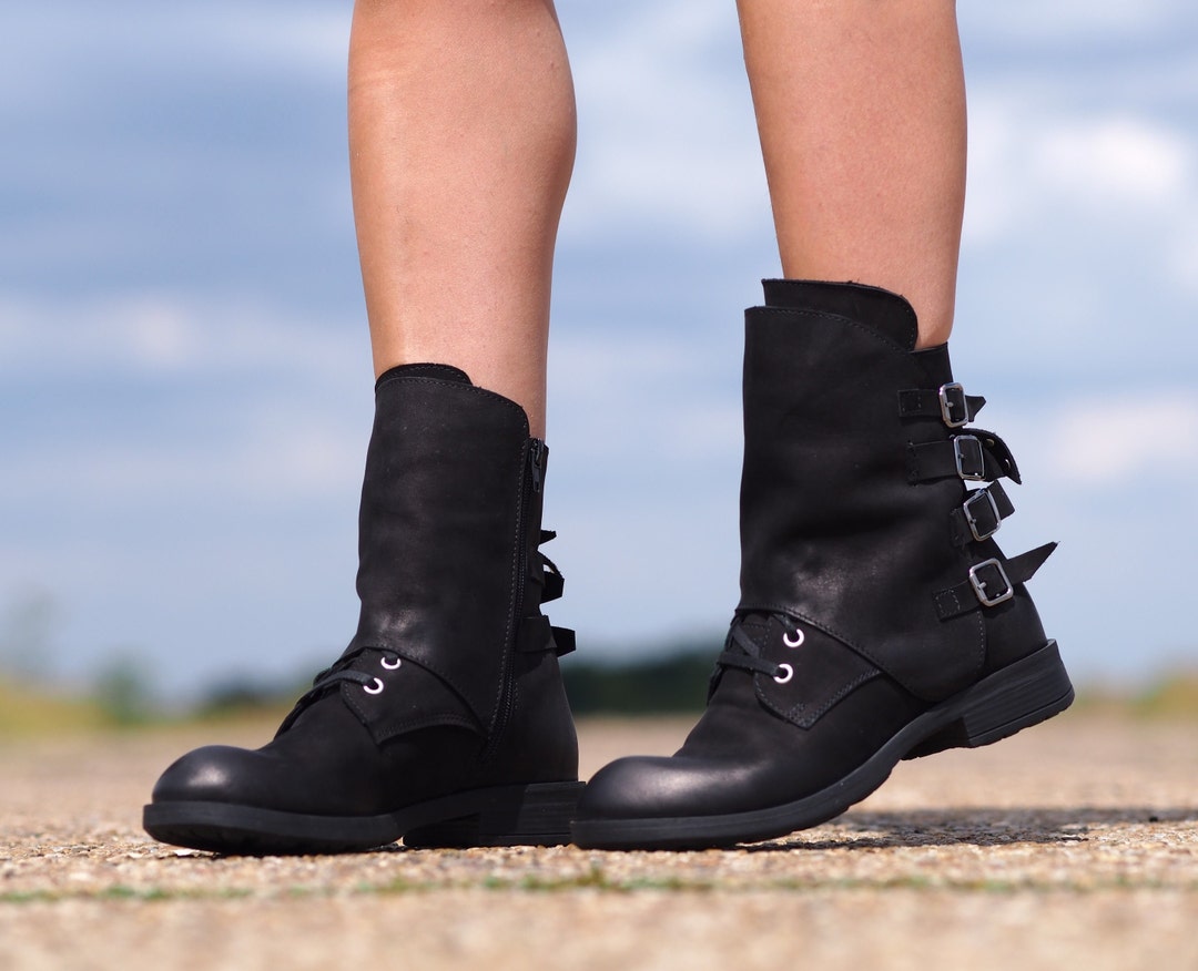 Women's Genuine Leather Boots,black Leather Boots for Women,extravagant ...