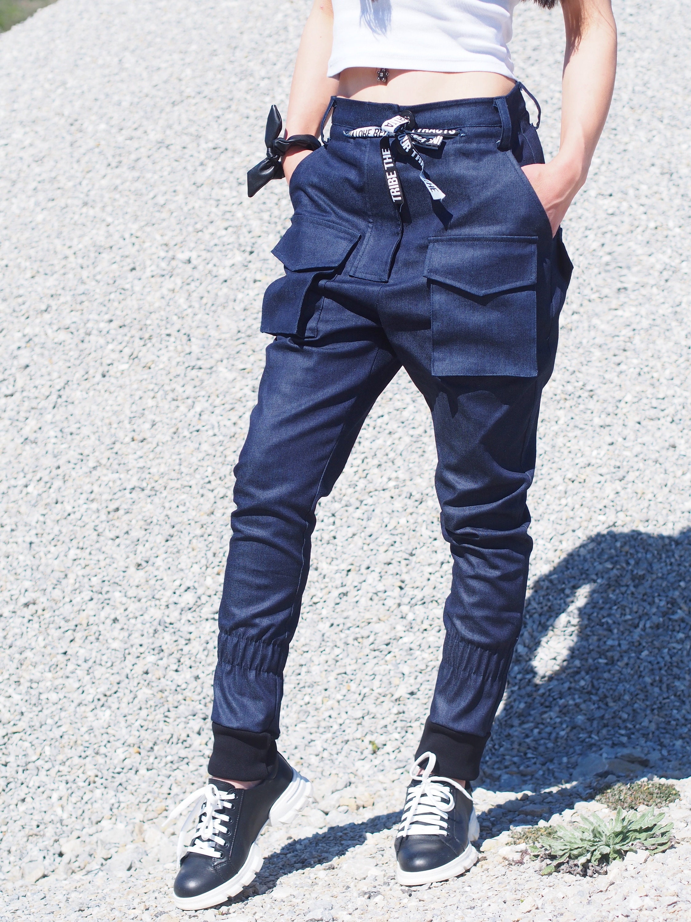 Women Drop Crotch Pantdenim Drop Crotch Pantswomen Drop - Etsy