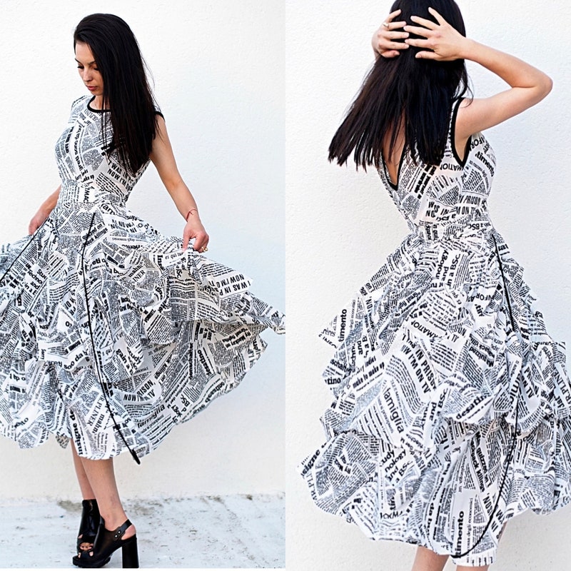 Newspaper Print Dress Women - Etsy