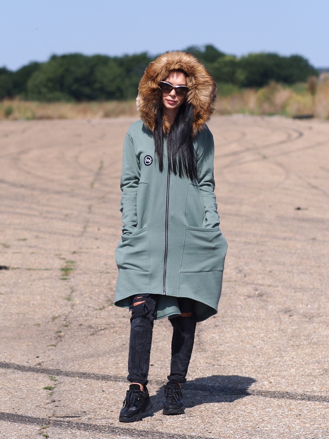 Extravagant Long Hooded Casual Jacket for Women,women Autumn Asymmetric ...
