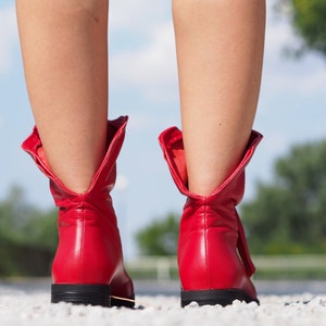 Extravagant Red Genuine Leather Women's Boots,leather Boots for Women ...