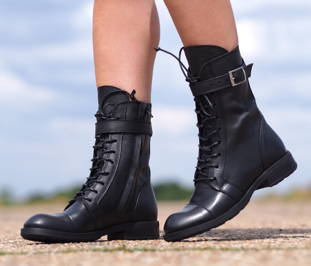 Extravagant Black Genuine Leather Women's Boots,leather Boots for Women ...