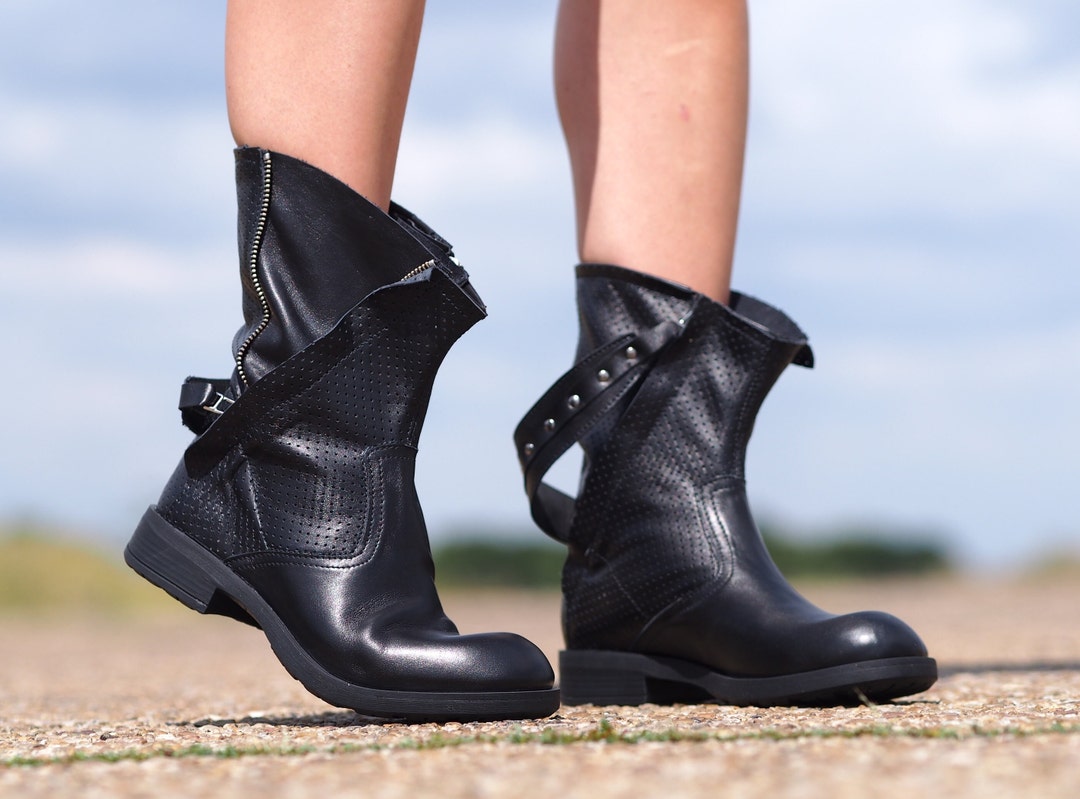 Women's Black Genuine Leather Boots,leather Boots for Women,extravagant ...