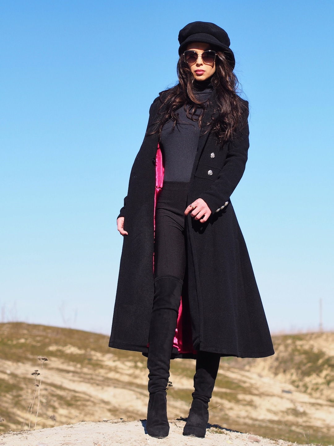 Long Cashmere Coat,long Woolen Coat Women,women Wool Coat,black Wool ...