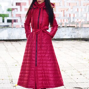 Red Long Coat Women,winter Coat ,women Winter Coat,long Quilted Coat ...