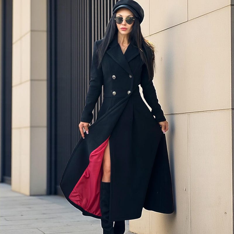 Red Woolen Long Coat - Etsy UK