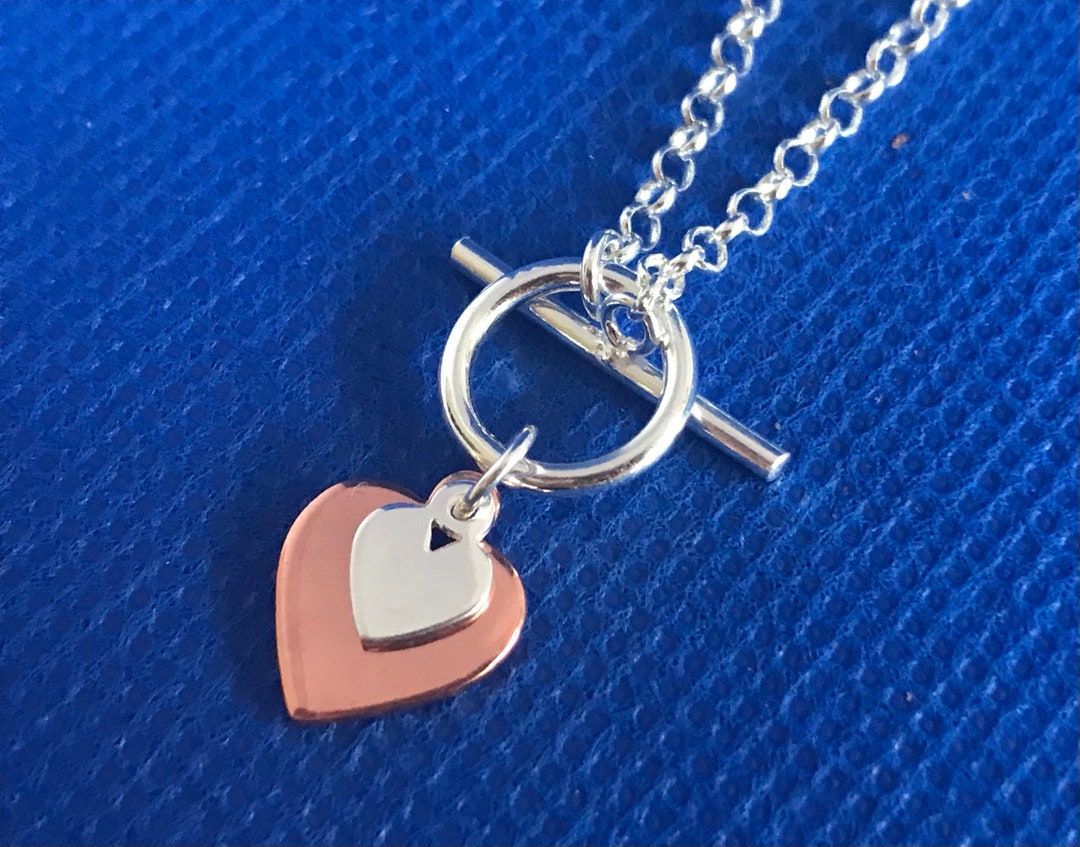 Heart Necklace Two Tone Sterling Silver and Gold Overlay - Etsy