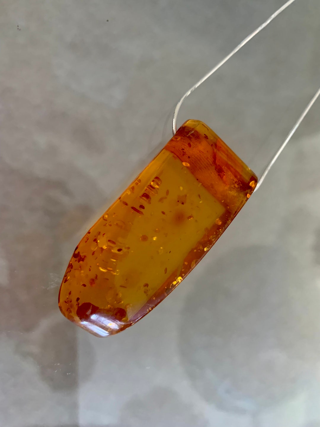 Large Amber Blade Pendant and Snake Chain 6cm X 3cm - Etsy