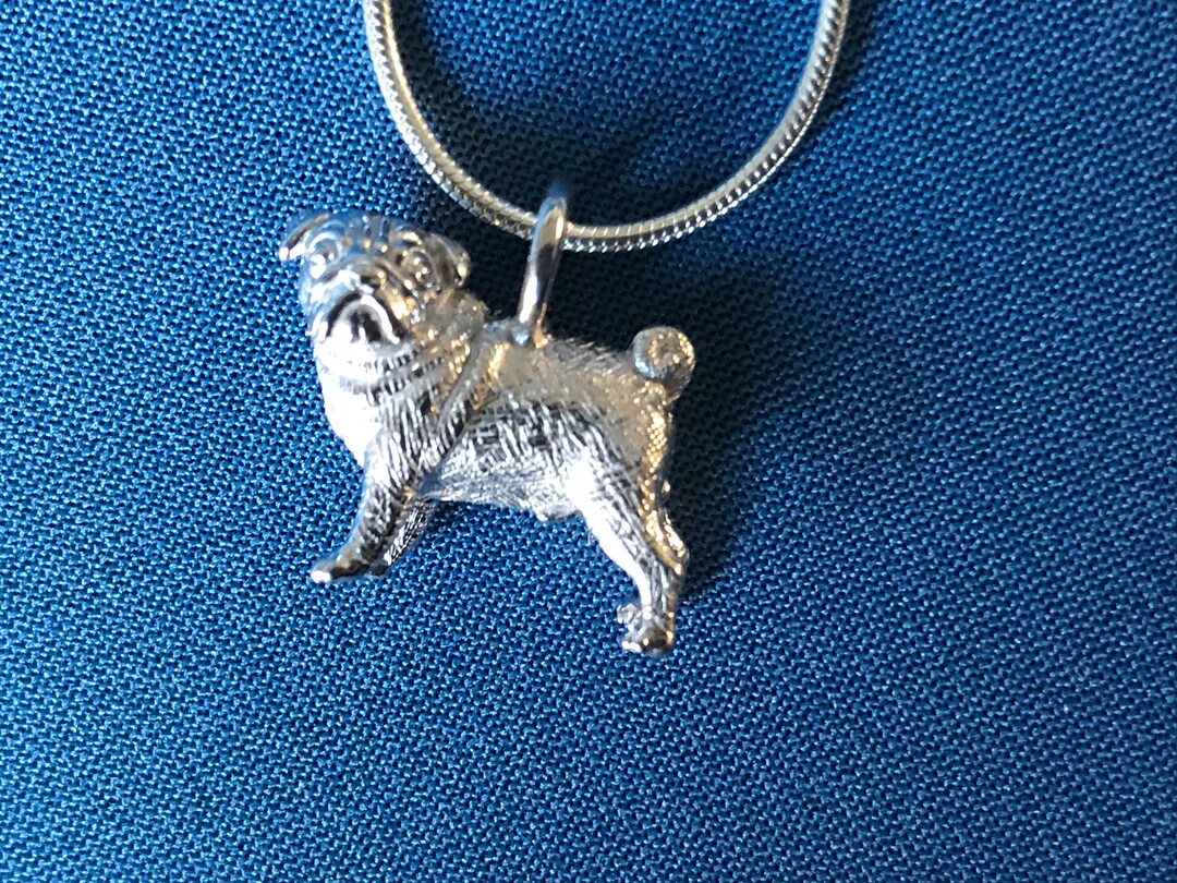 Colgante Pug y cadena de serpiente de plata de ley - Etsy España