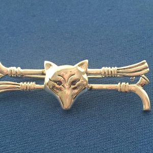 Fox Head and Crops Brooch / Stock Pin Sterling Silver .925 Faux Gem ...
