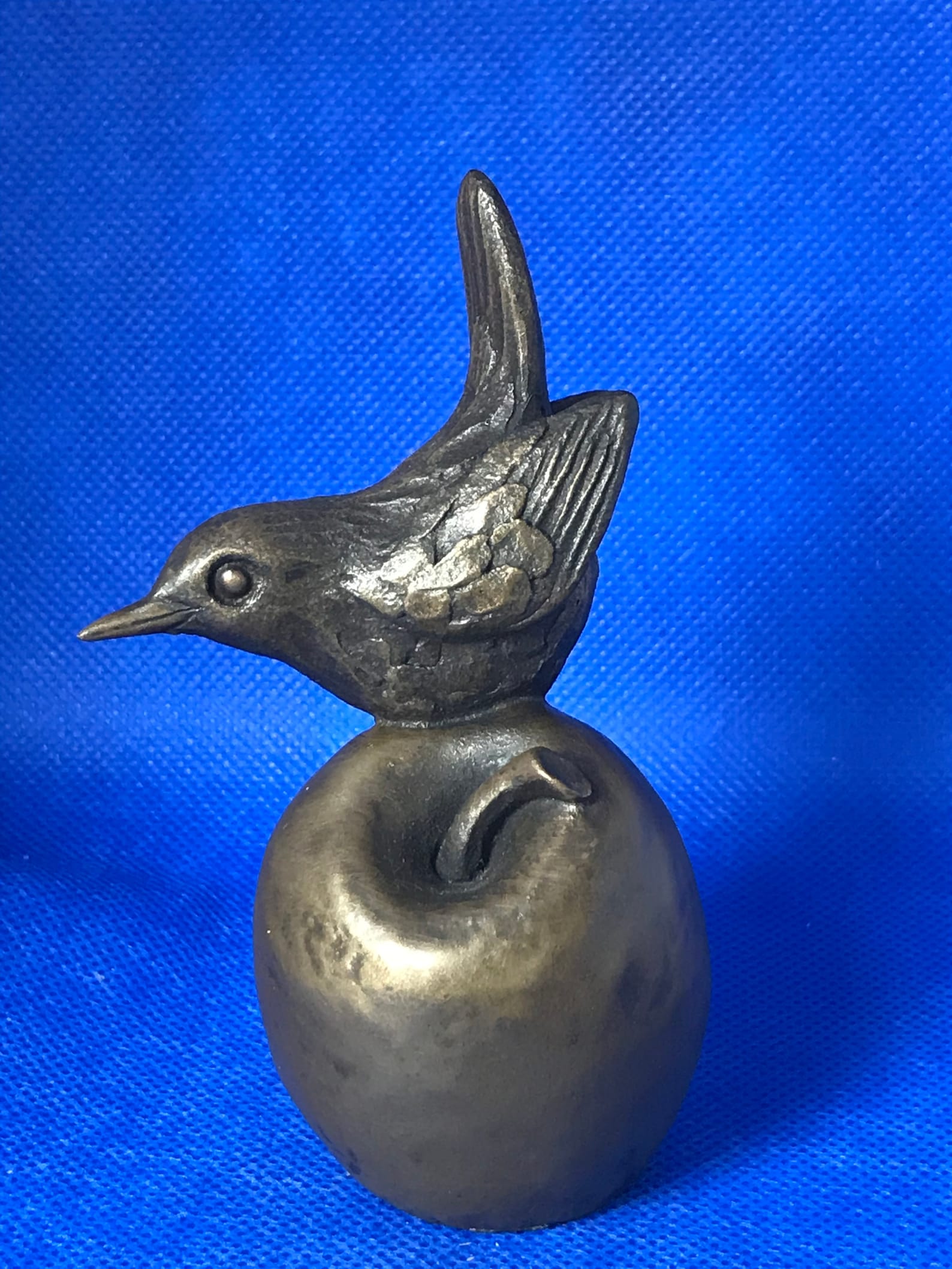 Wren on an Apple Cold Cast Bronze Sculpture Figure. Fine Quality Made ...