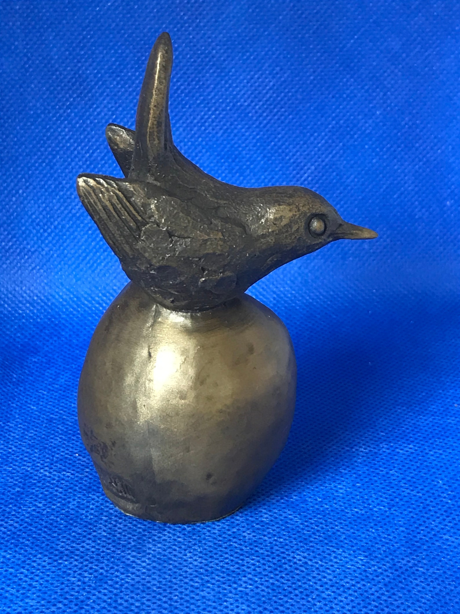 Wren on an Apple Cold Cast Bronze Sculpture Figure. Fine Quality Made ...