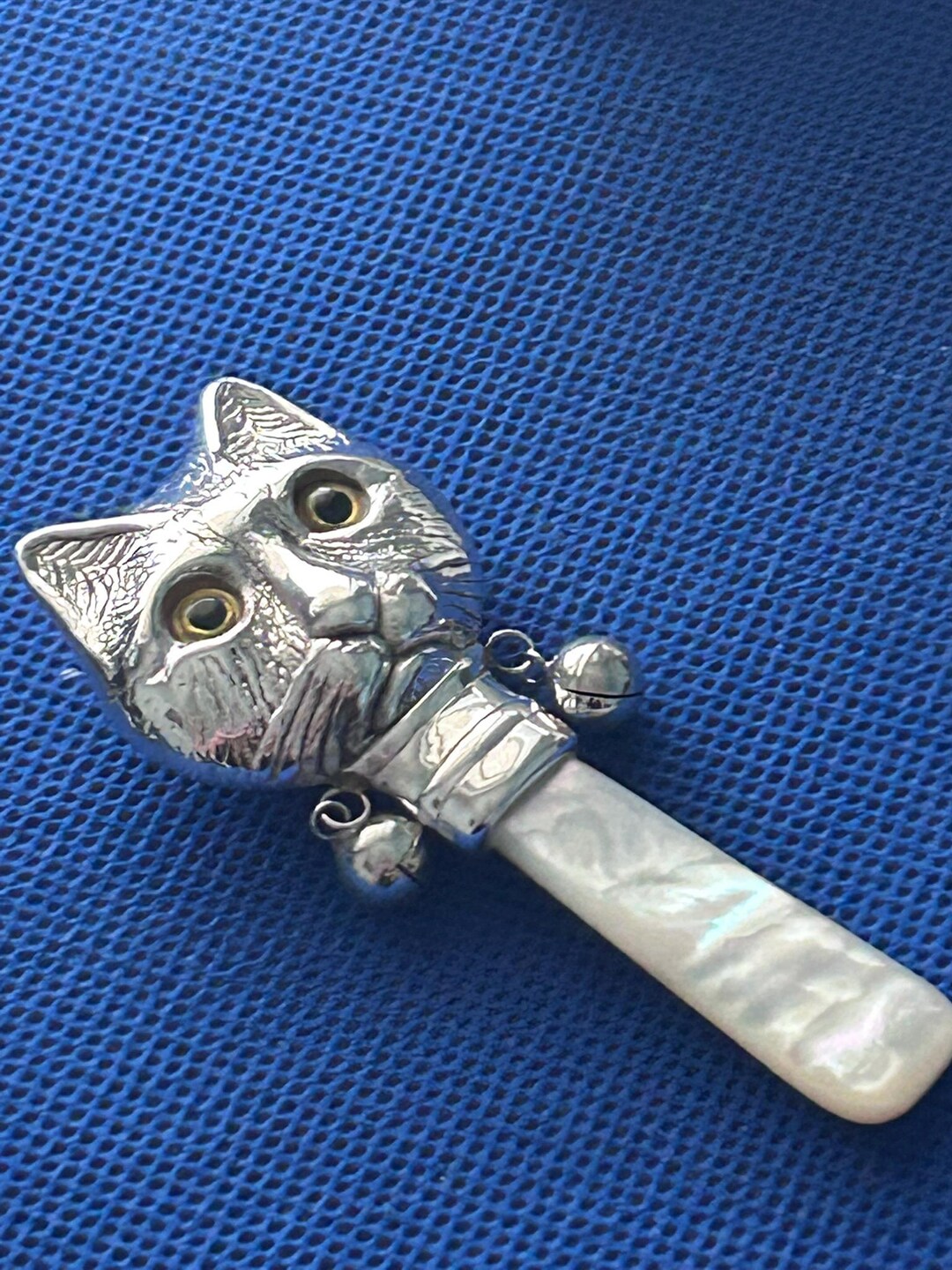 Sterling Silver Cat Baby Rattle: Victorian Style With MOP Handle - Etsy