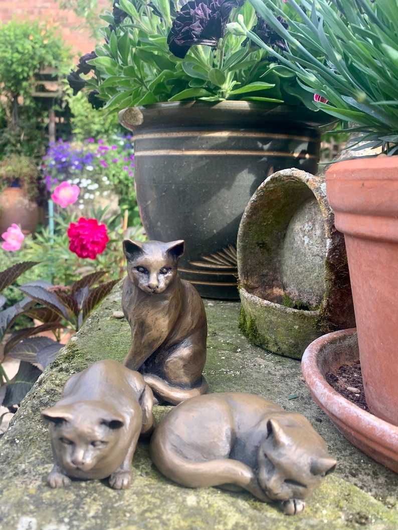 Cat Cold Cast Bronze Figurine ...sleeping Fine Quality Made in the U.K ...