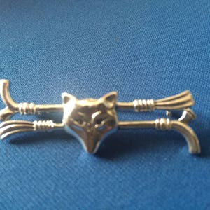 Fox Head and Crops Brooch / Stock Pin Sterling Silver .925 Faux Gem ...