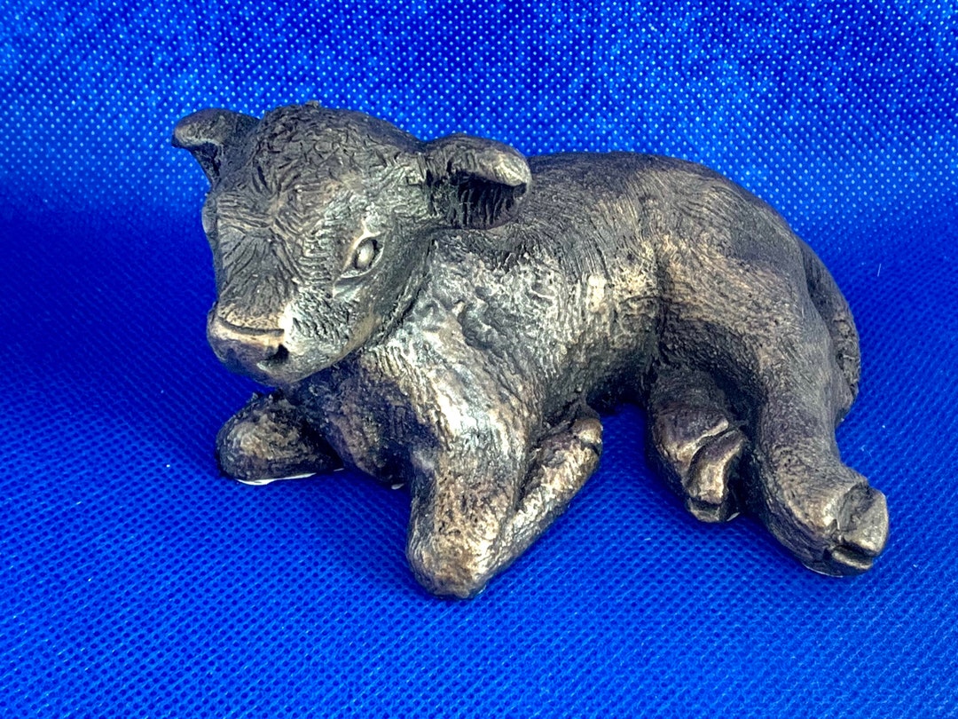 Calf Baby Laying Cold Cast Bronze Figurine Fine Quality Made in the U.K ...