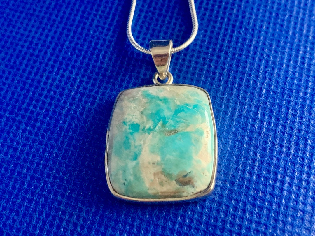 Turquoise Cornish Rare Vintage Set in Sterling Silver Square Natural ...