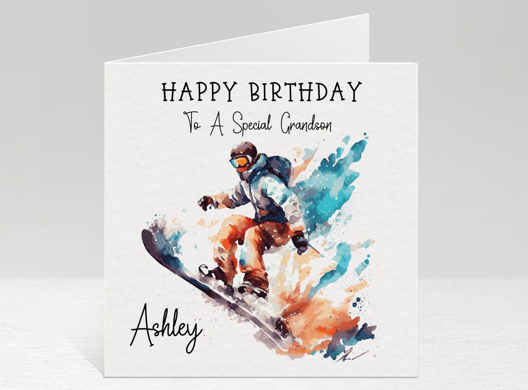 Personalised Snowboarder Snowboarding Birthday Card, for Men Him, Any ...