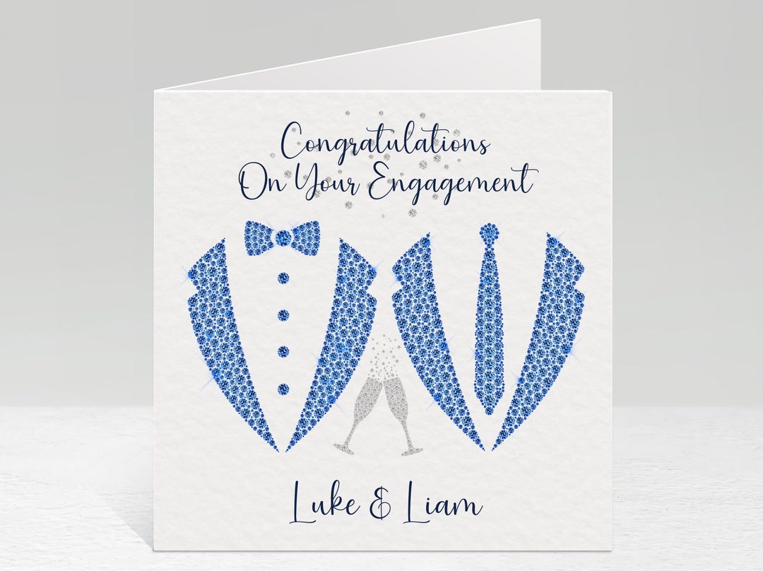 Personalised LGBTQ Gay Engagement Card, for Gay Couple, Congratulations ...