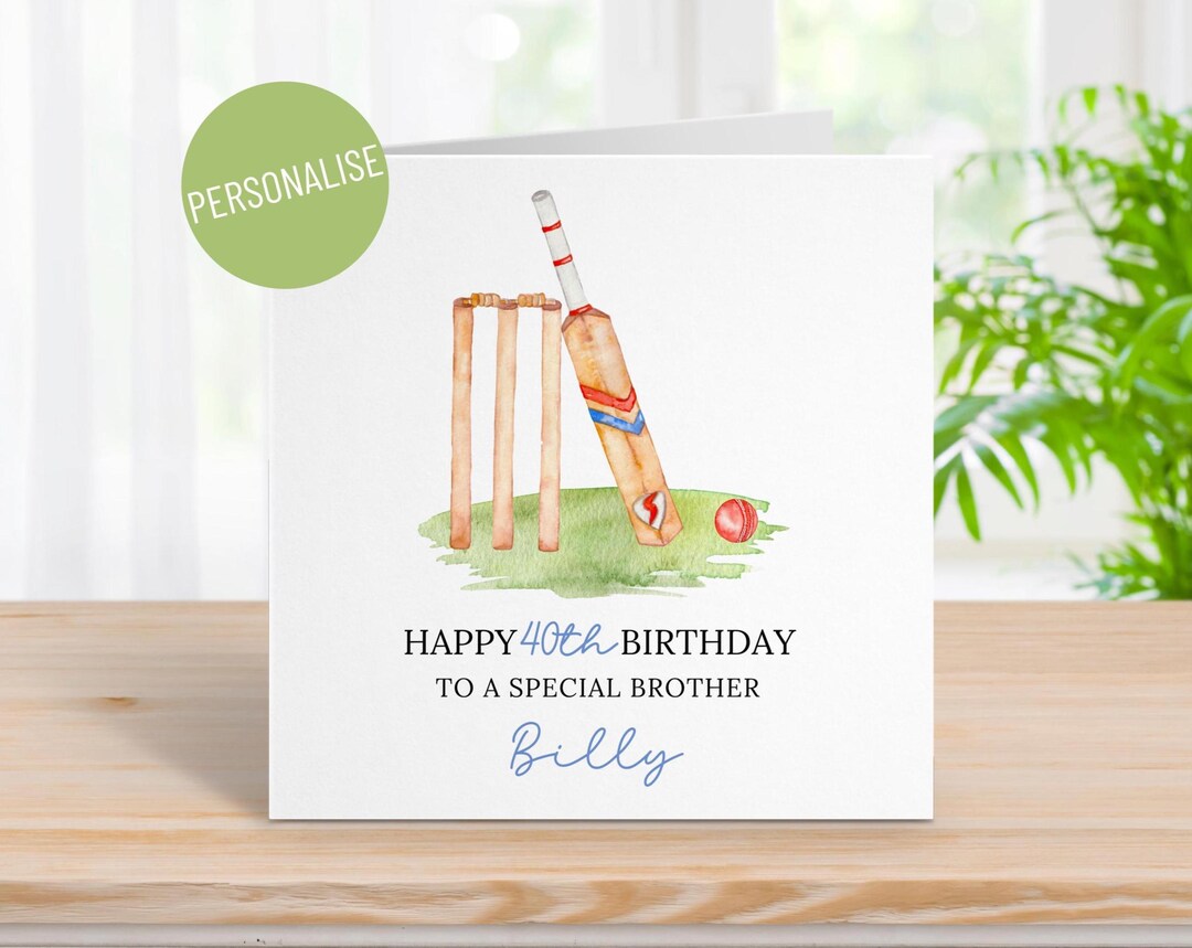 Personalised Cricket Birthday Card, Any Age 14th 15th 16th 17th 18th ...