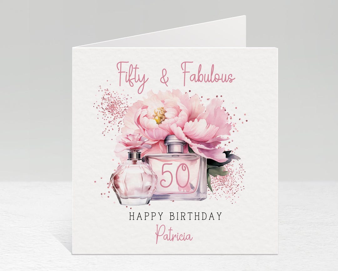 Personalised 50th Birthday Card, Fifty and Fabulous, for Her, Age 50 ...