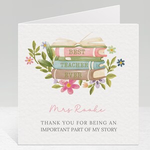 Personalised Card for Teacher, Thank You for Being Part of My Story ...