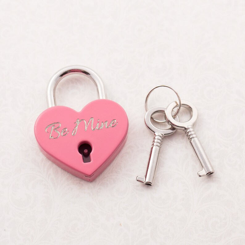 Personalized heart lock pink heart padlock and key | Etsy